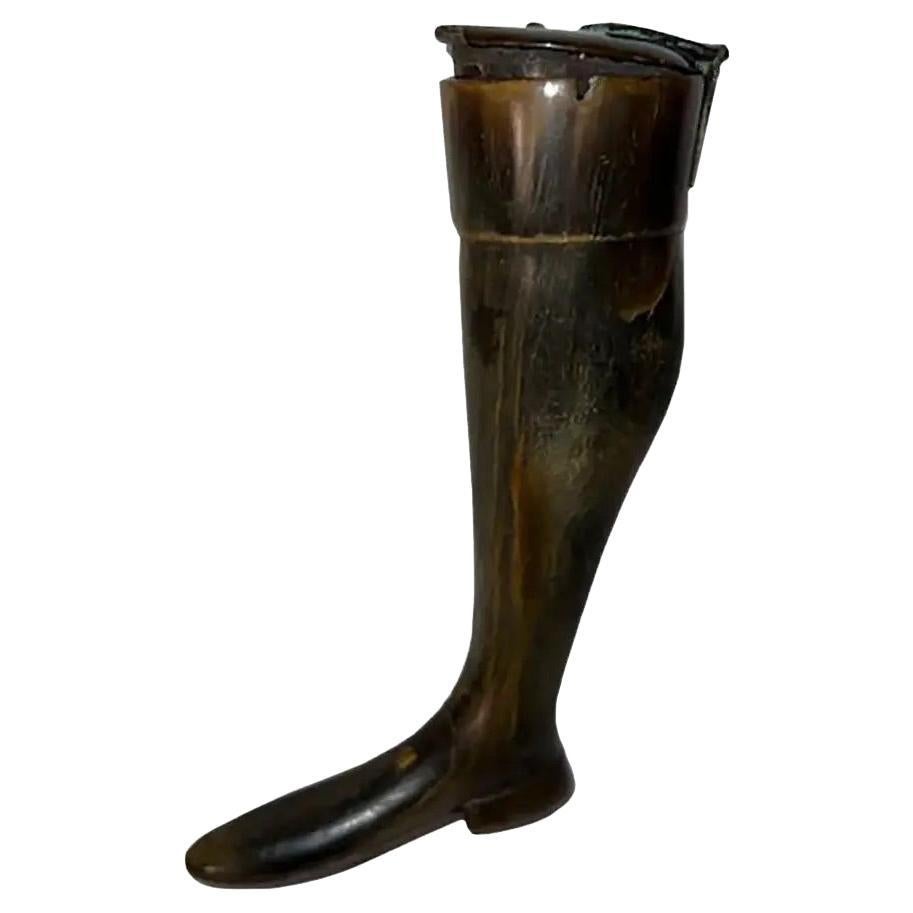 Antique Leather Suffbox in the Shape of a Boot For Sale at 1stDibs