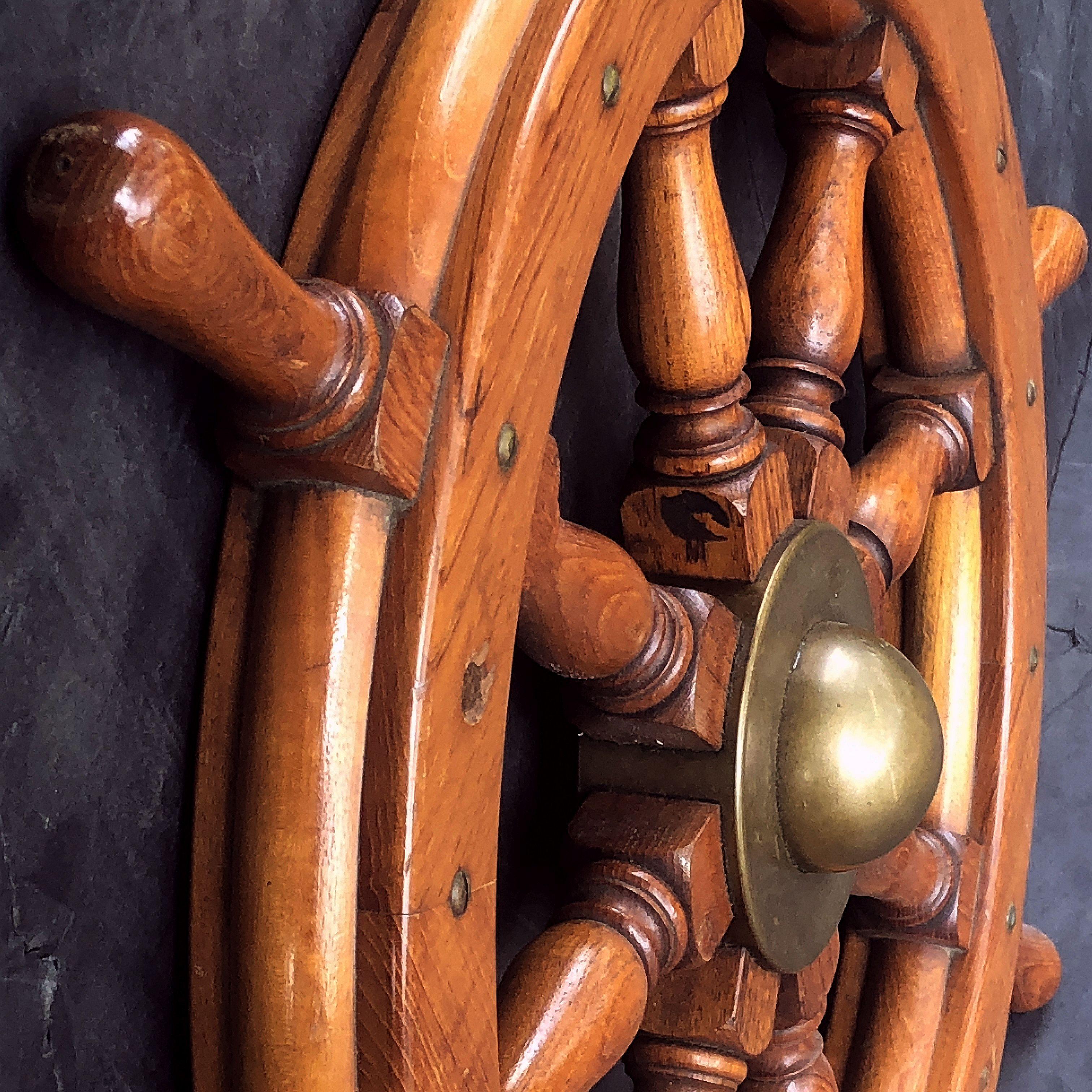 Scottish Eight-Spoke Ship's Wheel of Mahogany and Brass at 1stDibs ...