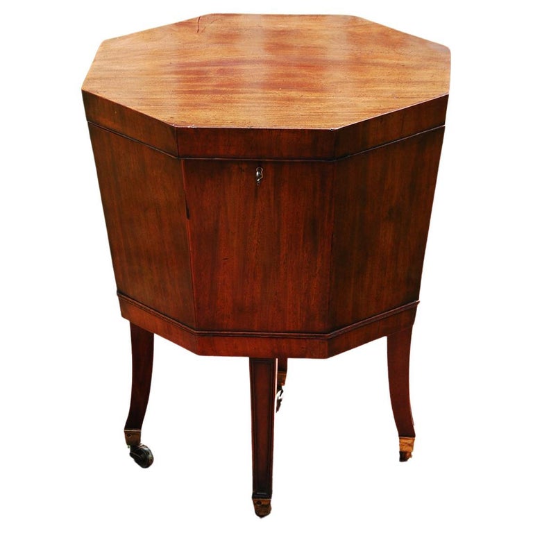 Scottish Georgian Mahogany Octagonal Cellarette on Original Tapered ...