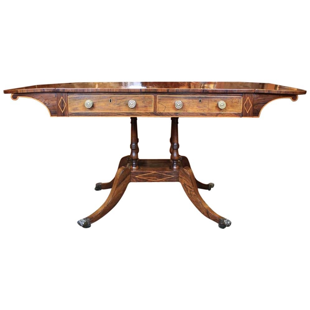 Brass Inlaid Regency Sofa Table For Sale at 1stDibs