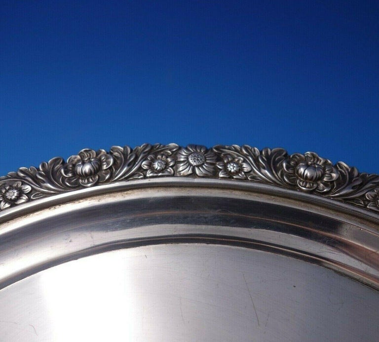 Scottish Sterling Silver Salver Tray w/ Scroll Feet and Crest / Motto ...