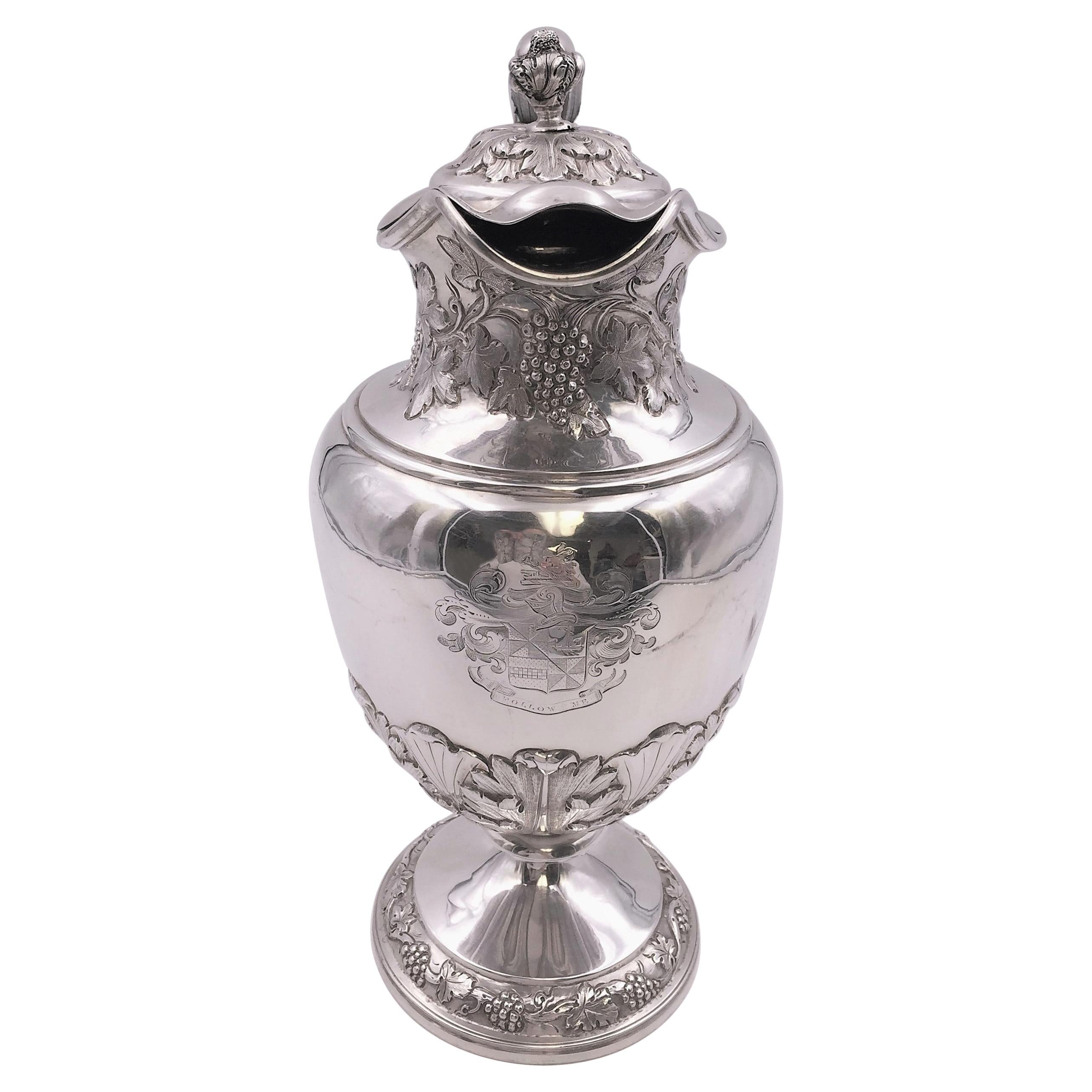 Large Sterling Silver Gilt Wine Pitcher, circa 1900 For Sale at 1stDibs