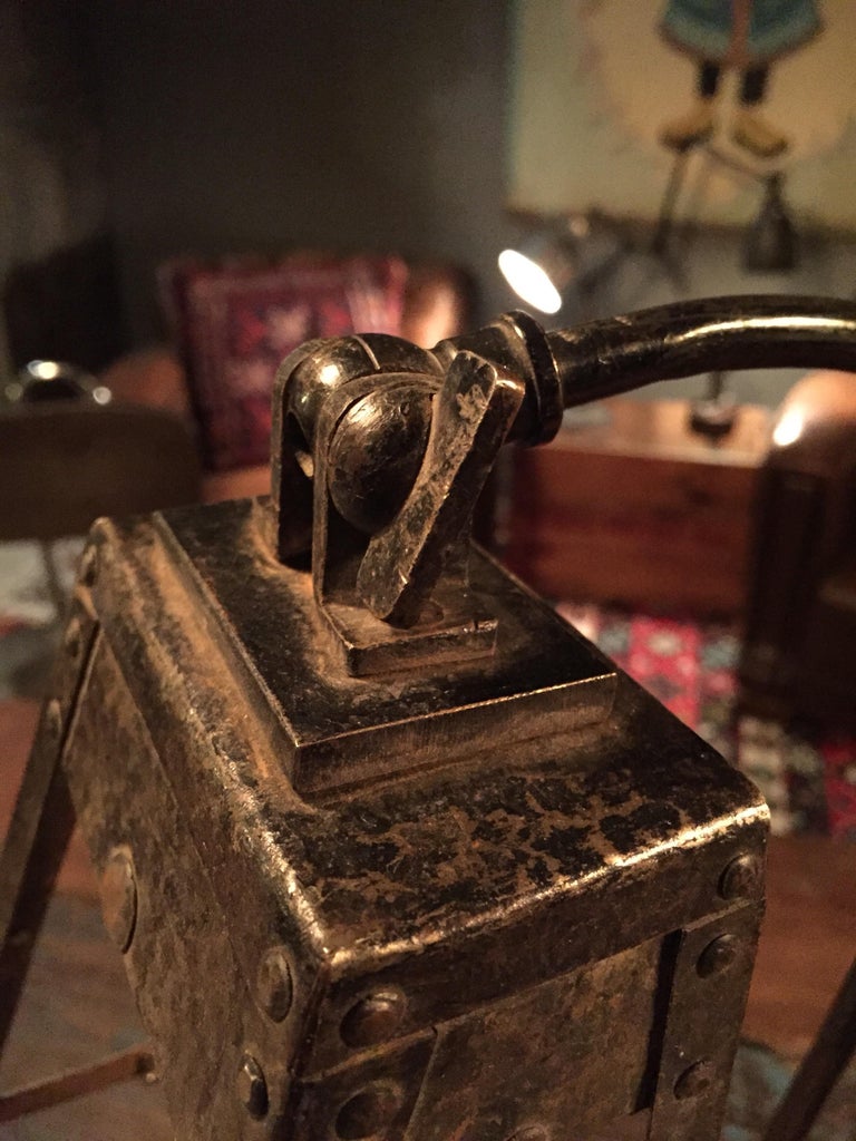 Scratch Built Table Lamp from the Early 20th Century in Iron at 1stDibs
