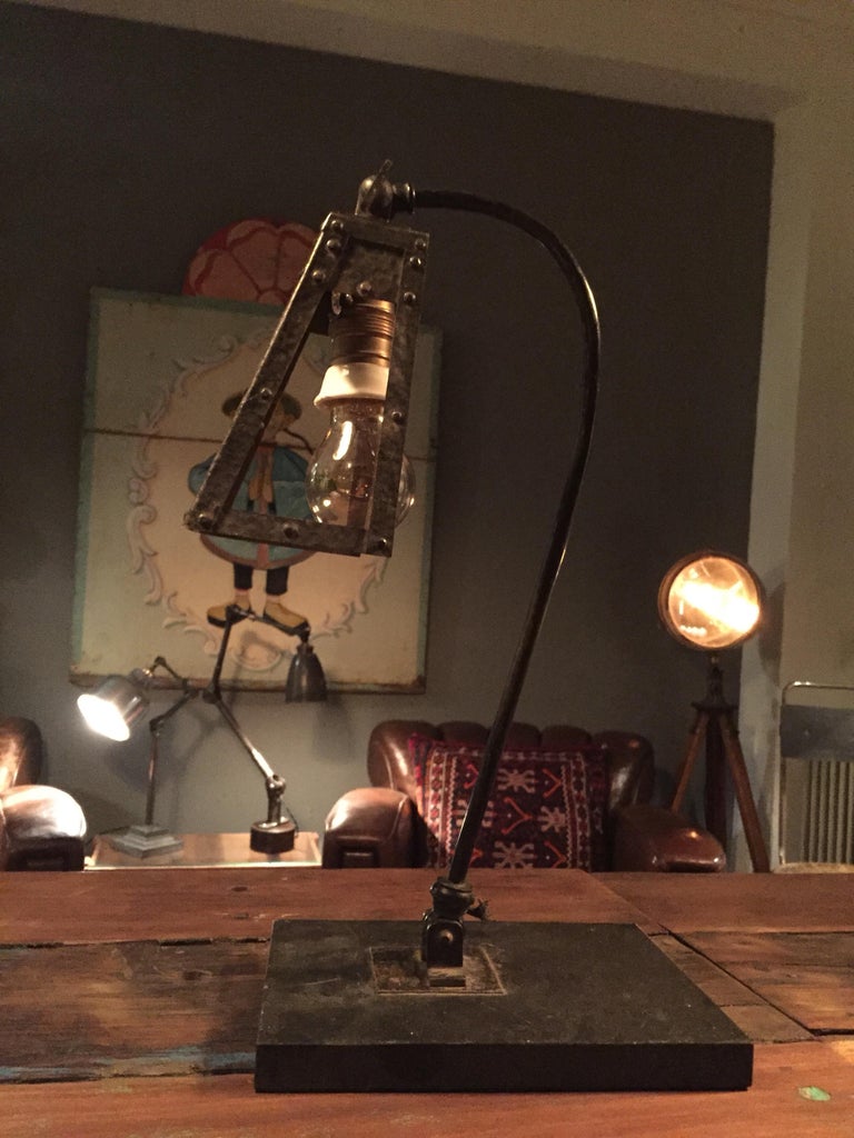 Scratch Built Table Lamp from the Early 20th Century in Iron at 1stDibs