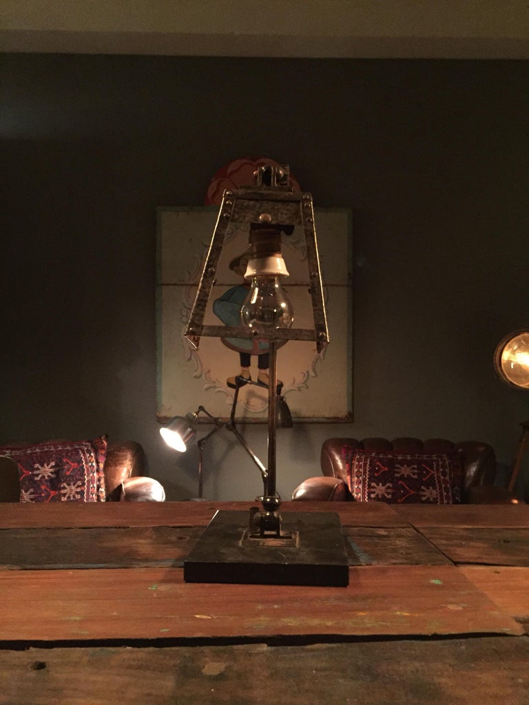 Scratch Built Table Lamp from the Early 20th Century in Iron at 1stDibs