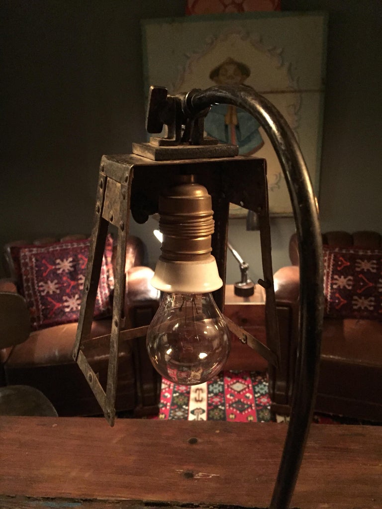 Scratch Built Table Lamp from the Early 20th Century in Iron at 1stDibs