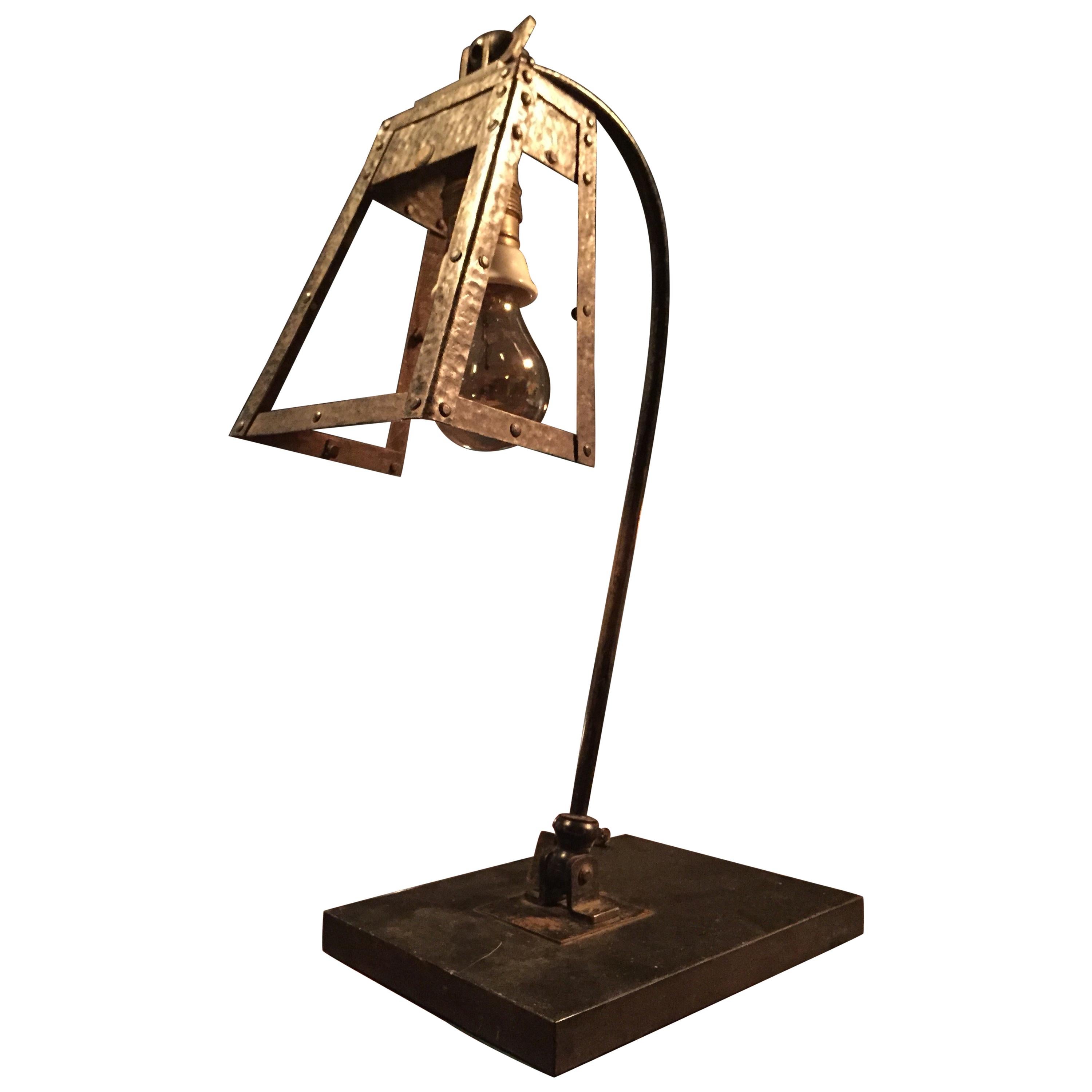 Scratch Built Table Lamp from the Early 20th Century in Iron at 1stDibs
