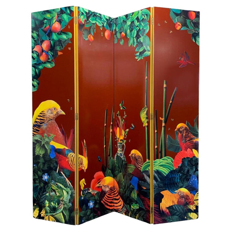 Screen with Paintings and Collages For Sale at 1stDibs