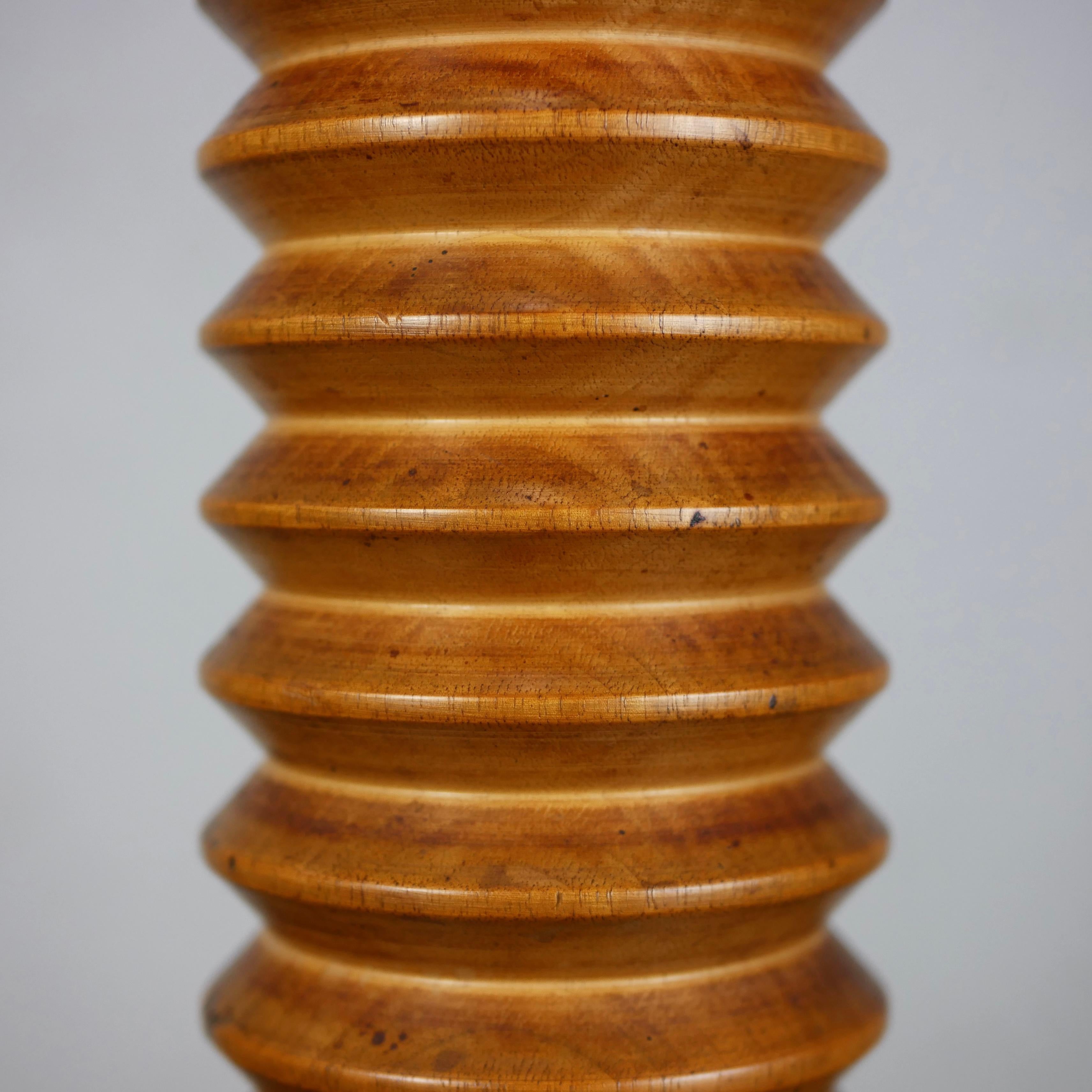 Screw shape wood lamp base from France, mid-20th century For Sale at ...