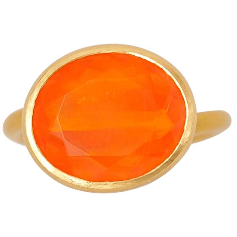 Scrives 5.87 Carat Orange Fire Opal 22 Karat Gold Ring at 1stDibs ...