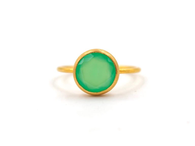 Scrives Chrysoprase 'Green Chalcedony' Round 22 Karat Gold Handmade ...