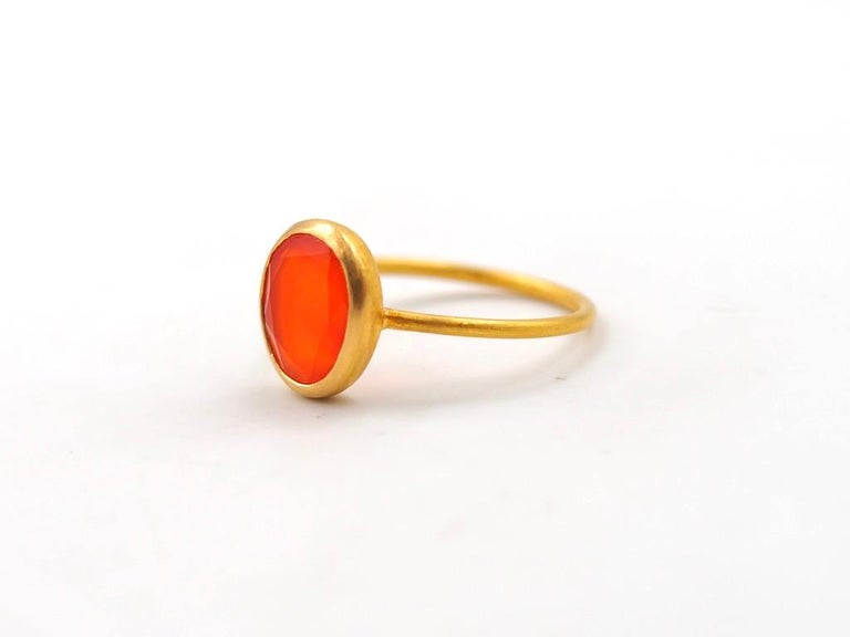 Scrives Cornaline Orange Chalcedony Irregular Shape 22 Karat Gold ...