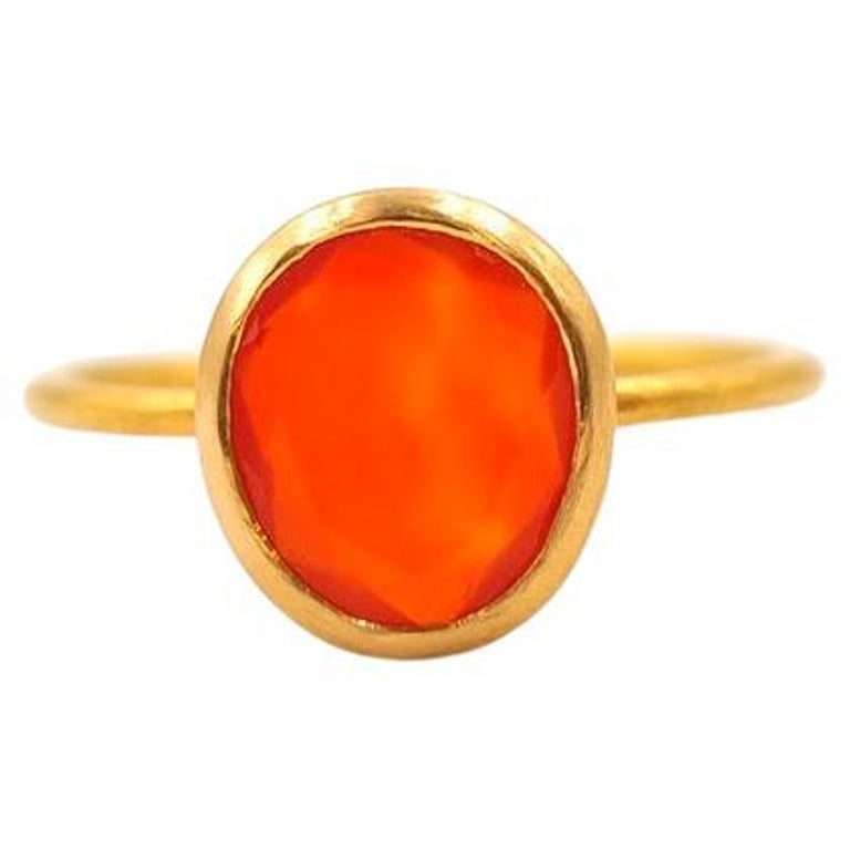Scrives Cornaline Orange Chalcedony Irregular Shape 22 Karat Gold ...