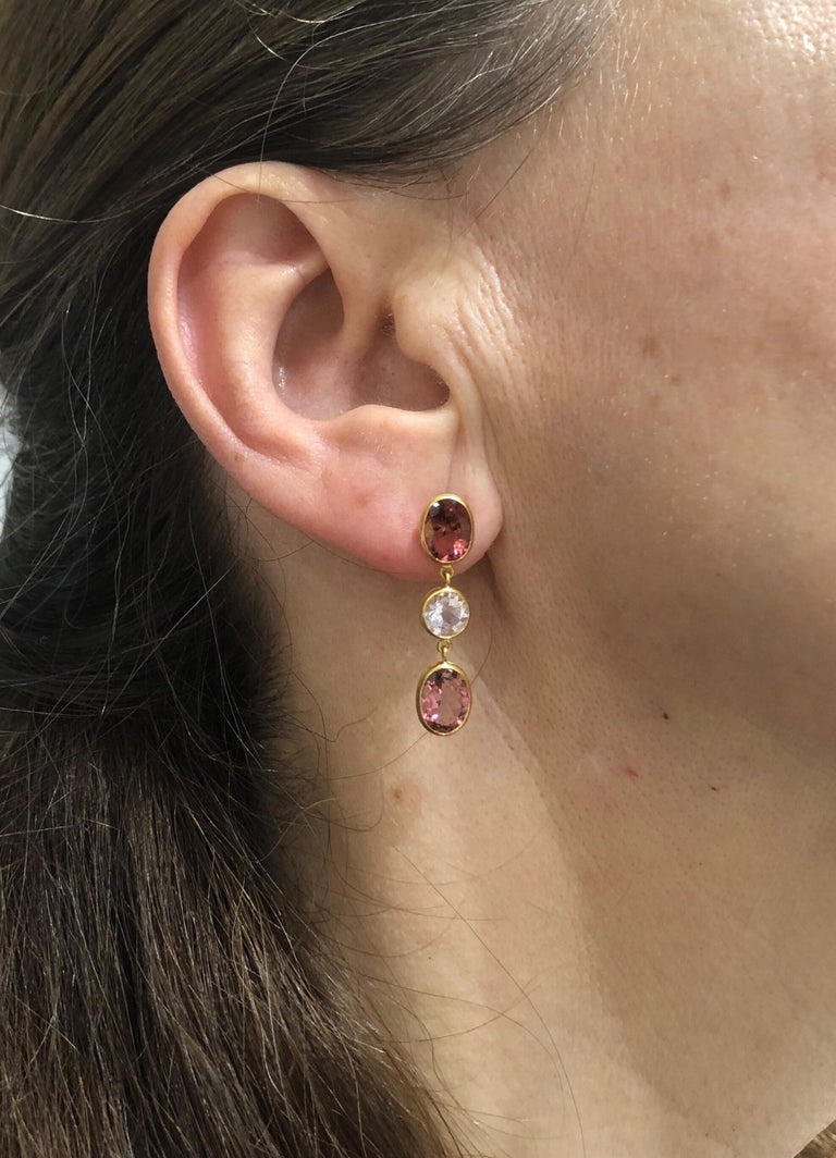 Scrives Purple Tourmaline Morganite Oval 22 karat Gold Handmade Stud ...