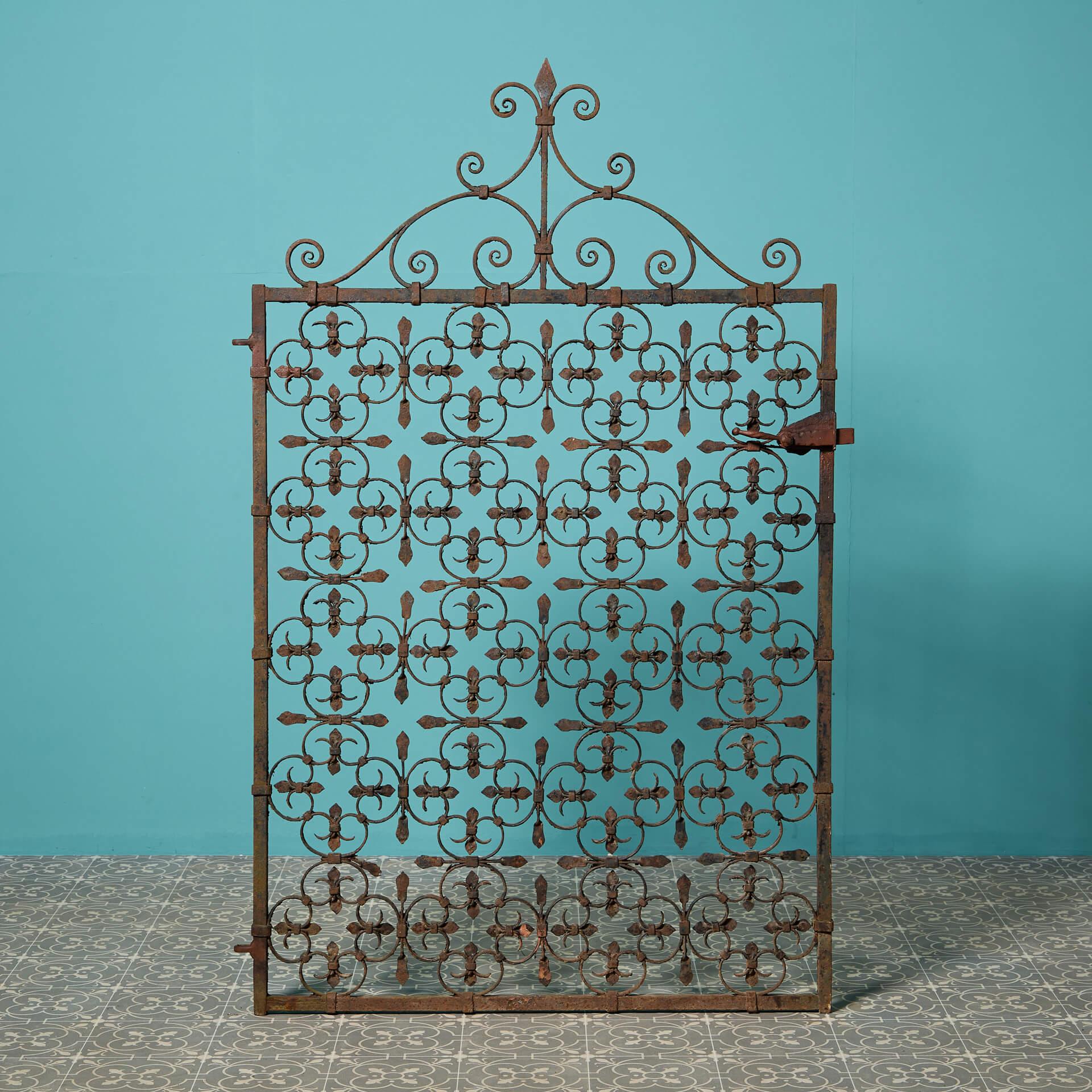 Large Spanish Wrought Iron Medieval Style Gate with Transom, Single ...