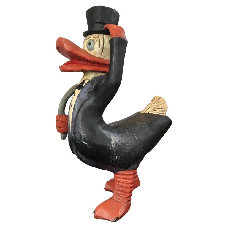 Scrooge McDuck Wood Sculpture, 1980s For Sale at 1stDibs
