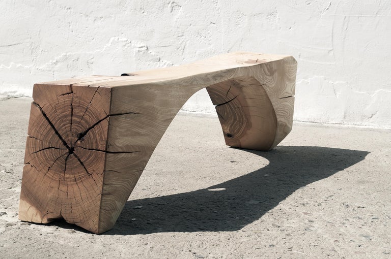 Sculpted Ash Bench by Jörg Pietschmann at 1stDibs