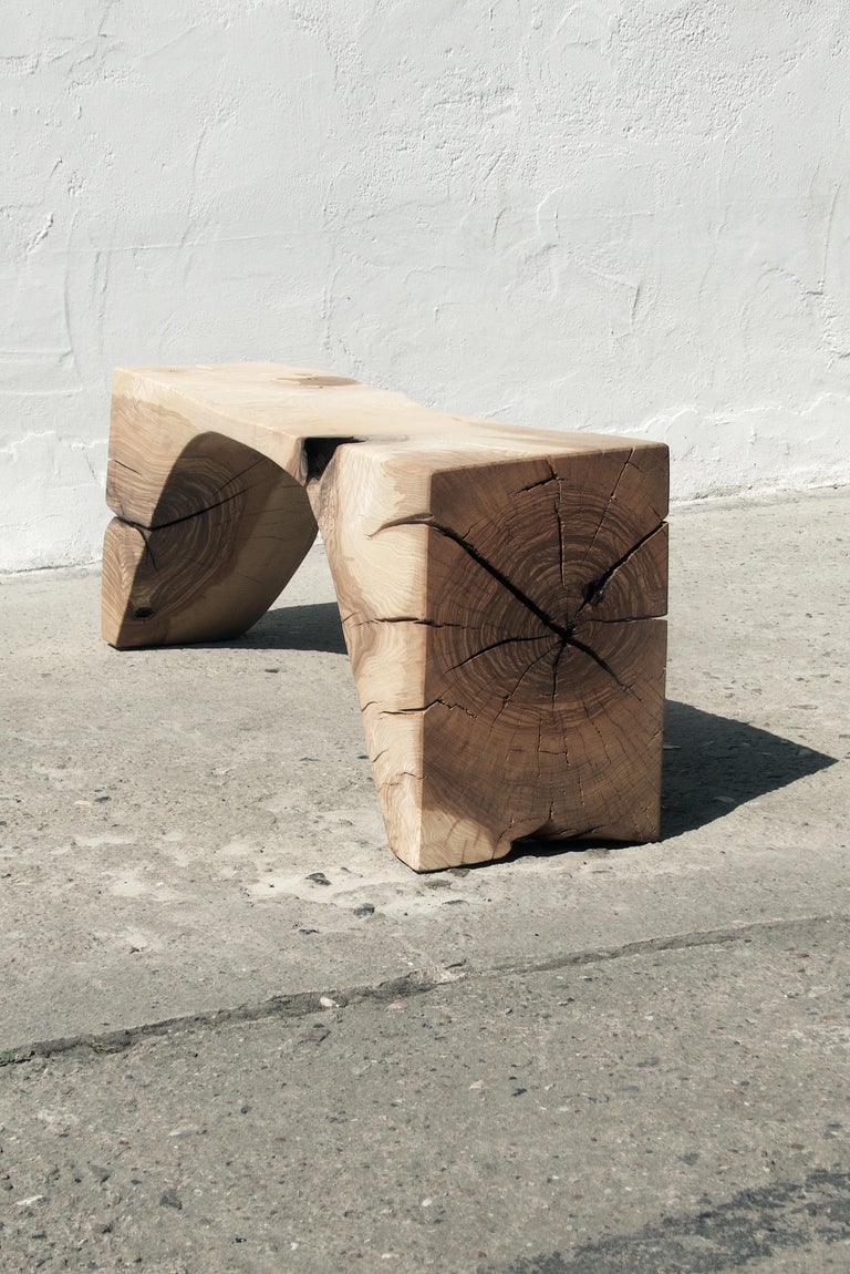 Sculpted Ash Bench by Jörg Pietschmann at 1stDibs