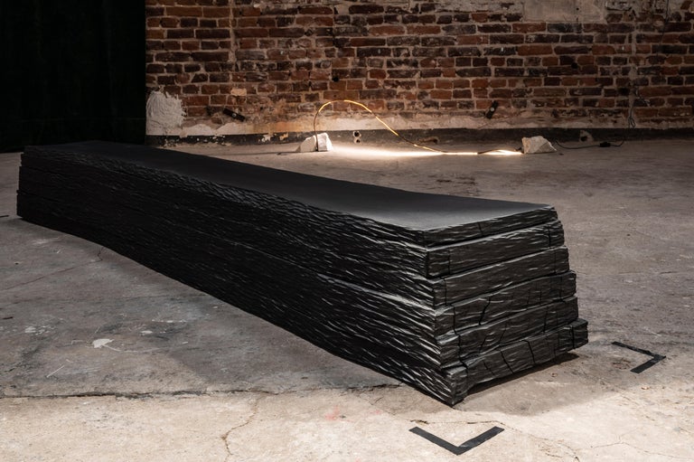 Sculpted Bench in Black from Oak Wood by Desia Ava For Sale at 1stDibs