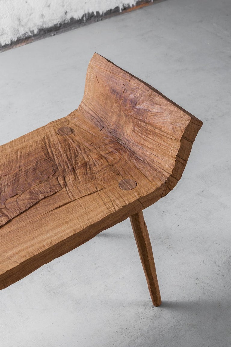 Sculpted Bench or Coffee Table N12 in Solid Oakwood For Sale at 1stDibs