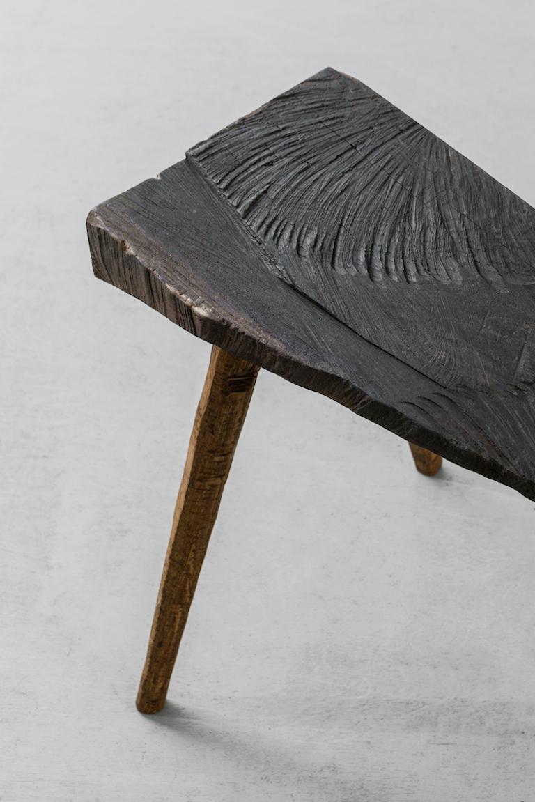 Sculpted Bench or Side Table N6 in Solid Oakwood For Sale at 1stDibs