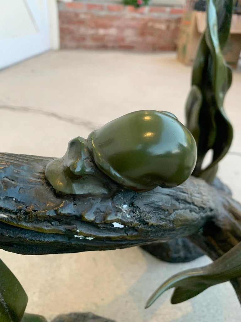 Sculpted Bronze Sea Creatures Coffee Table with a Chiseled Glass Top ...