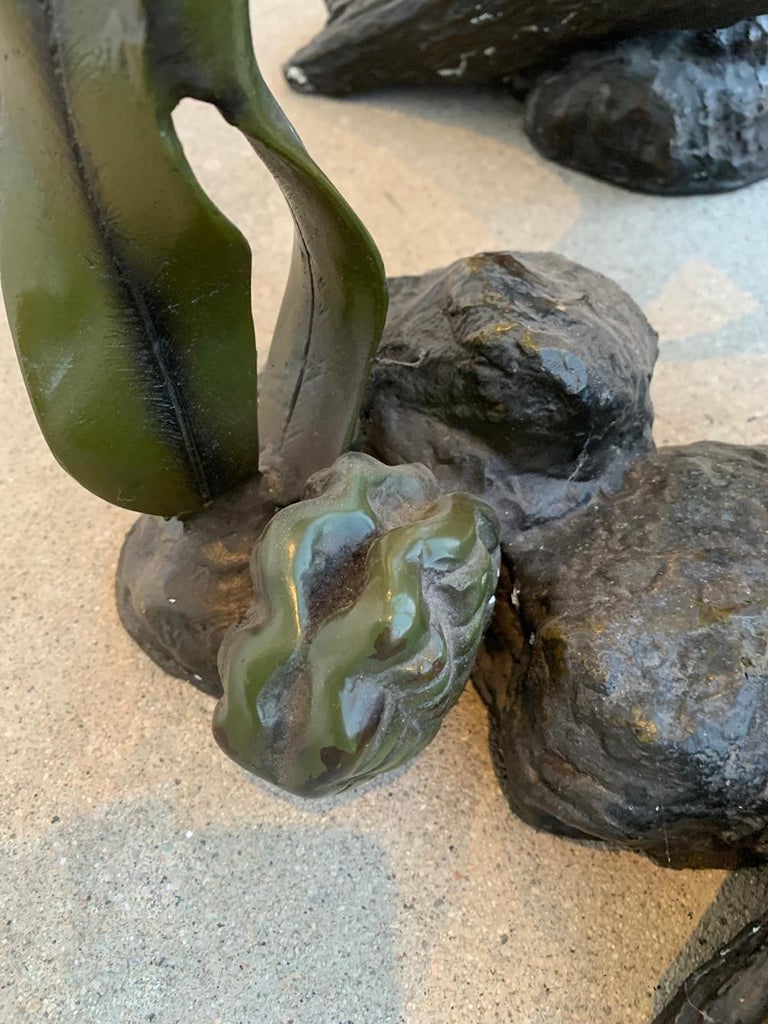 Sculpted Bronze Sea Creatures Coffee Table with a Chiseled Glass Top ...