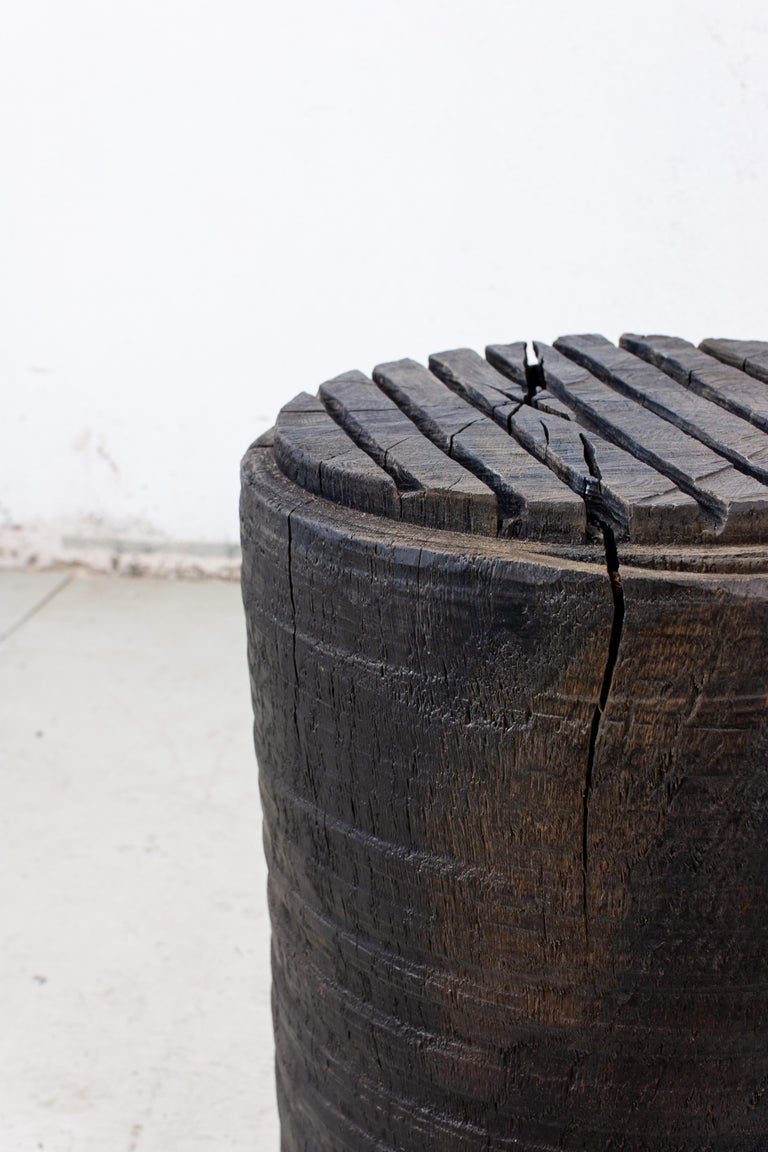 Sculpted Brutalist End Table 'CT-12' 'Solid Oak' For Sale at 1stDibs