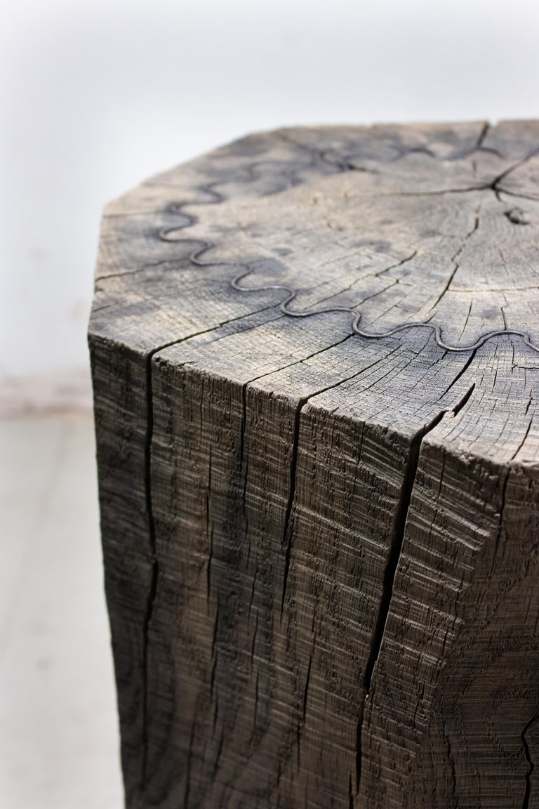 Sculpted Brutalist End Table 'CT-7' 'Solid Oak' For Sale at 1stDibs