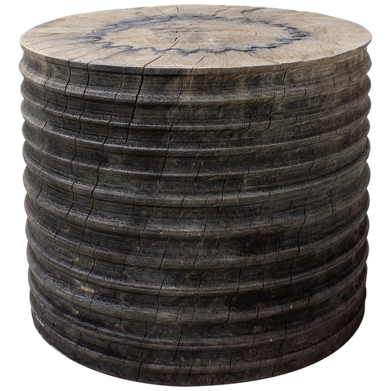 Sculpted Brutalist End Table 'CT-8' 'Solid Oak' For Sale at 1stDibs