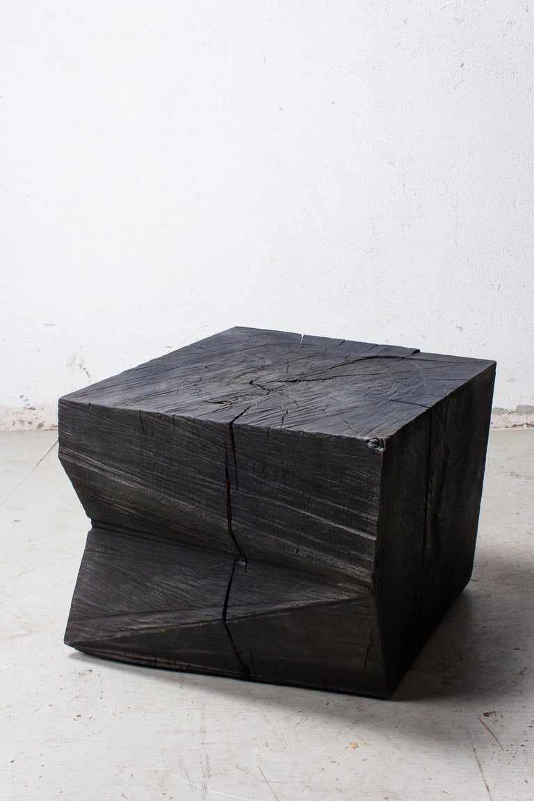 Sculpted Brutalist End Table 'CT-9' 'Solid Oak' For Sale at 1stDibs