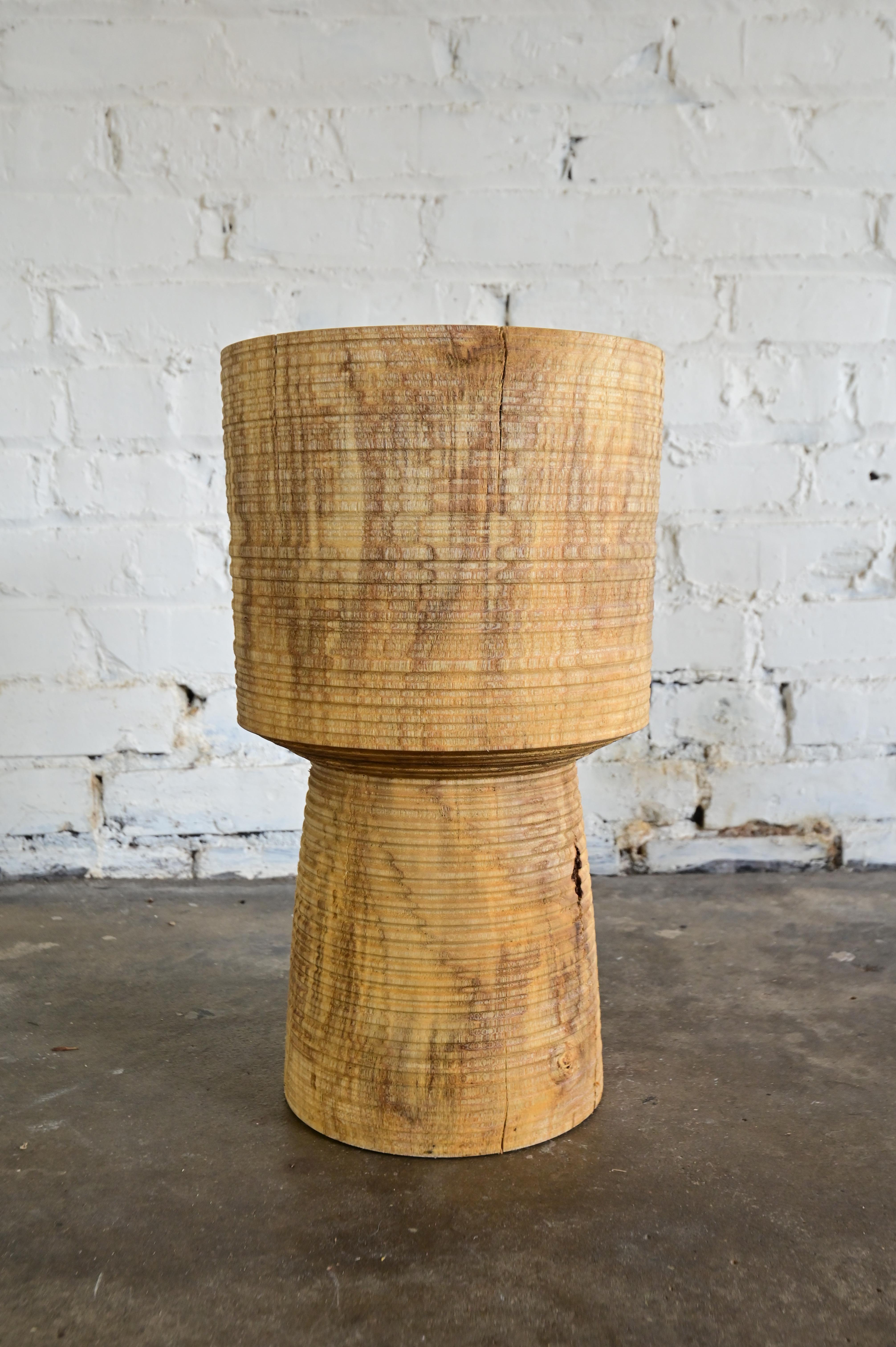 Sculpted Brutalist Wooden End Table For Sale at 1stDibs