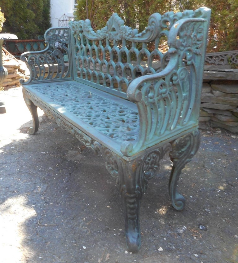 Sculpted Cast Iron Bench at 1stDibs