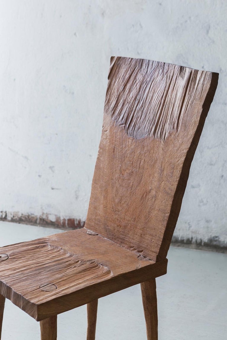 Sculpted Chair N2 in Solid Oak Wood For Sale at 1stDibs
