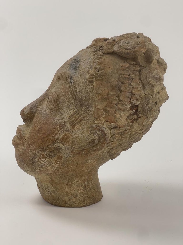 Sculpted Clay Head of African Woman For Sale at 1stDibs