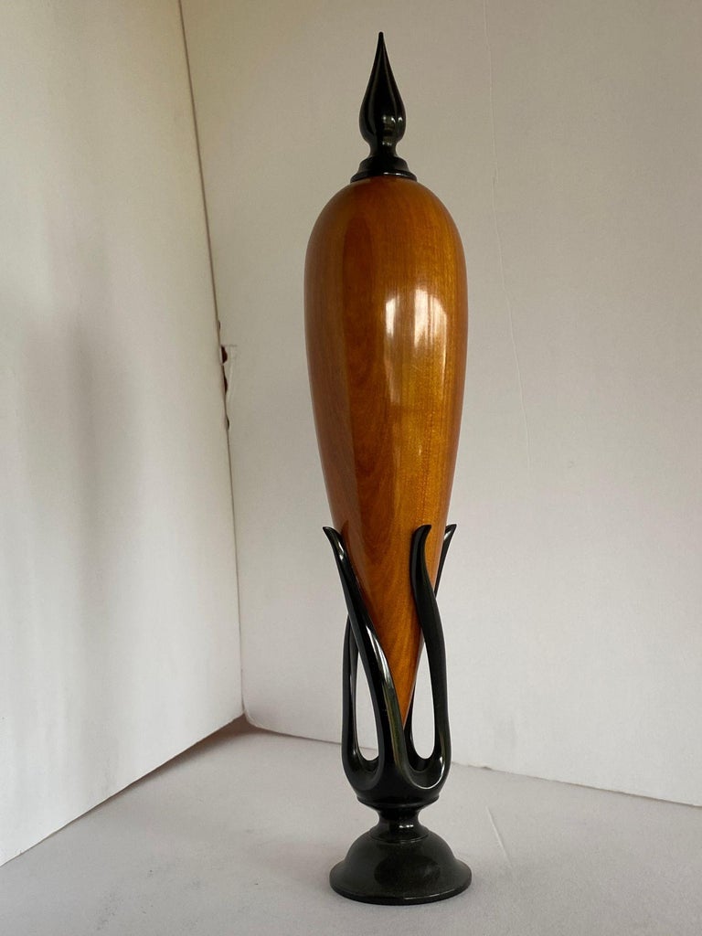 Sculpted Ebony and Chakte Kok Wood "Hollow Vessel" #14 by Don Comer ...