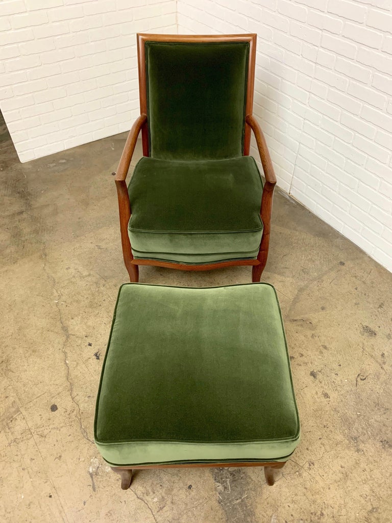 Sculpted Italian Style Lounge Chair and Ottoman at 1stDibs