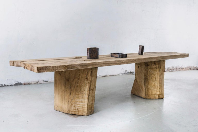 Sculpted Massive Dining Table in Solid Oakwood 'Custom Size' For Sale ...