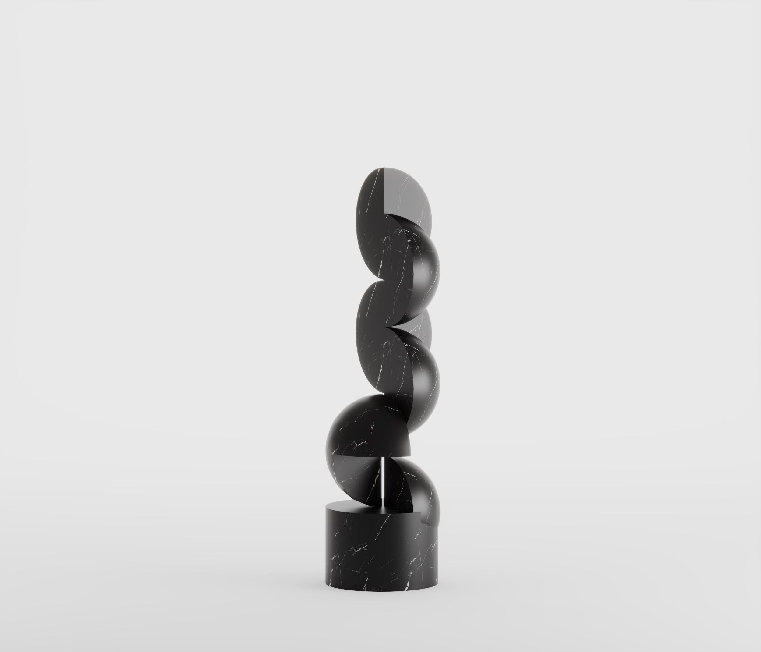 Sculpted Swirls Black Marble Totem For Sale at 1stDibs