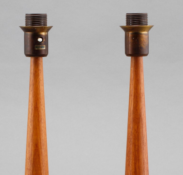 Sculpted Teak Table Lamps a Pair for Ab Stilarmatur Tranas, Sweden ...
