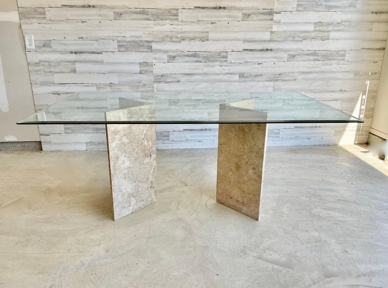 Sculpted Travertine Base Dining Table For Sale at 1stDibs | travertine ...