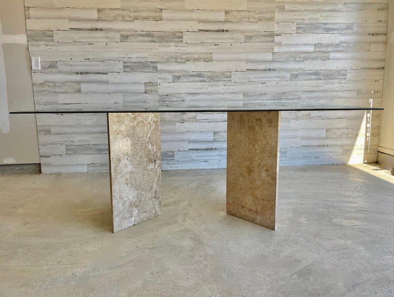 Sculpted Travertine Base Dining Table For Sale at 1stDibs | travertine ...