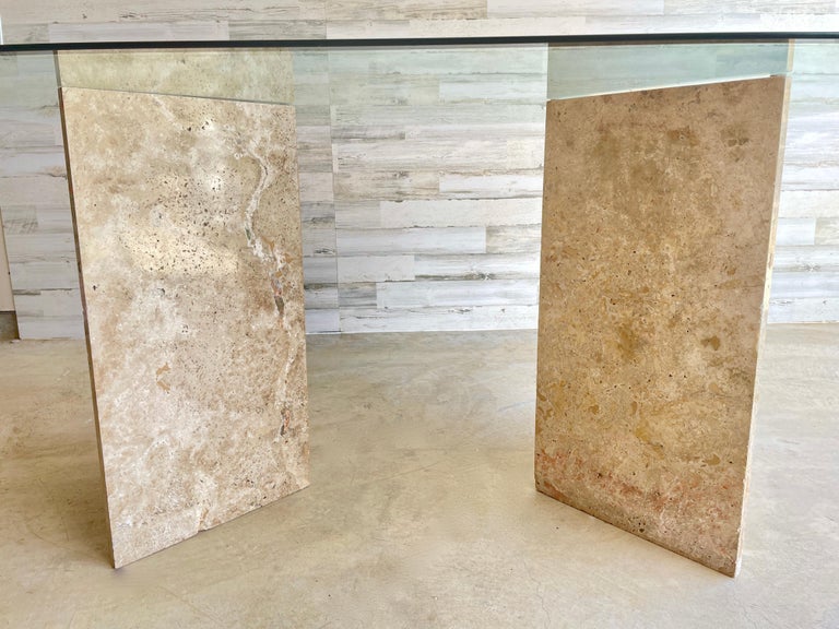 Sculpted Travertine Base Dining Table For Sale at 1stDibs | travertine ...