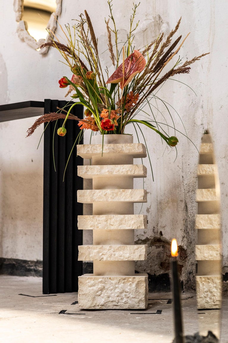 Sculpted Vase from a Whole Block of Limestone by Desia Ava For Sale at ...