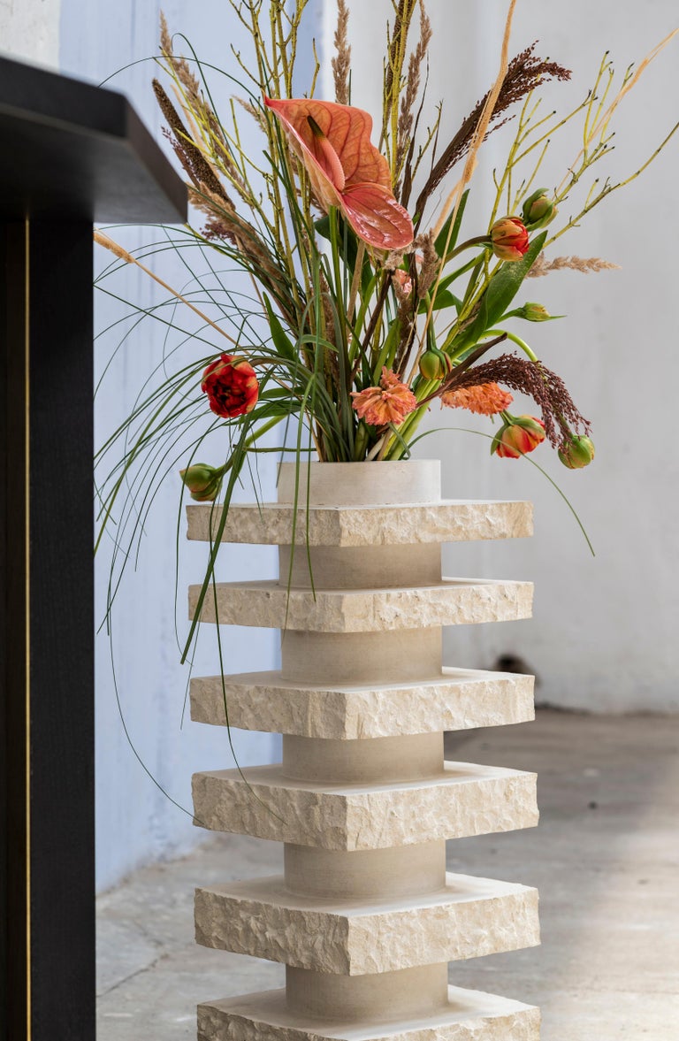 Sculpted Vase from a Whole Block of Limestone by Desia Ava For Sale at ...