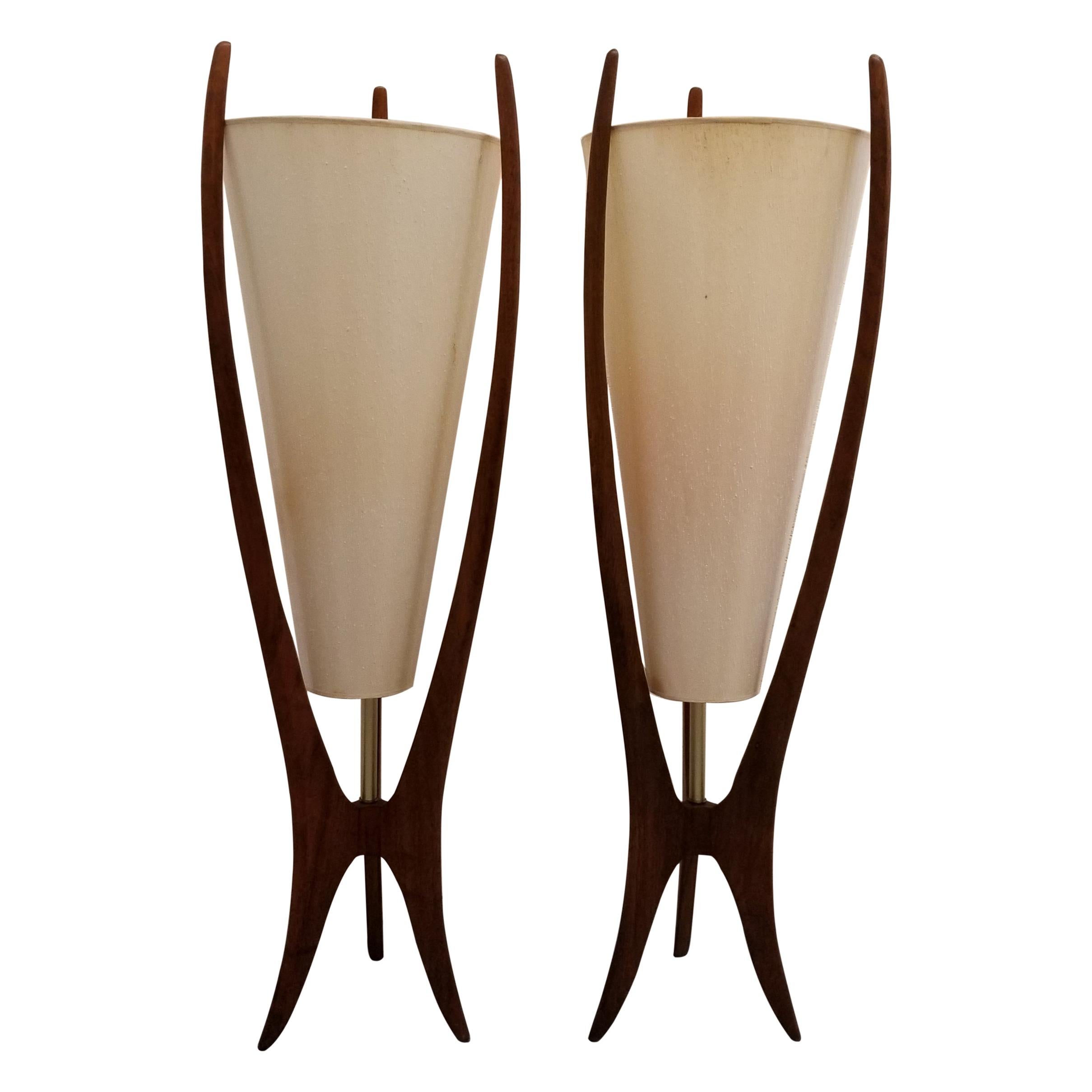 Sculpted Walnut Lamps a Pair at 1stDibs