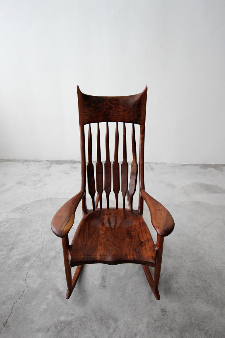 Sculpted Wood Studio Rocking Chair after Sam Maloof For Sale at 1stDibs
