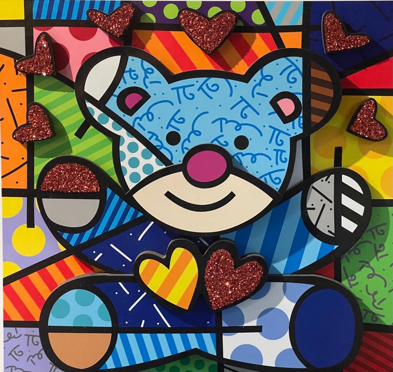 Sculptograph Mixed Media Three Dimensional Bear "Hugs" by Romero Britto ...