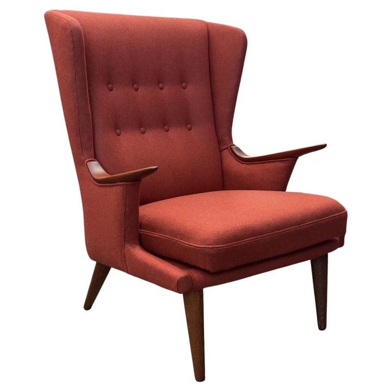 Fauteuil sculptural 1950s Danish Modern Mid Century Wingback avec ...