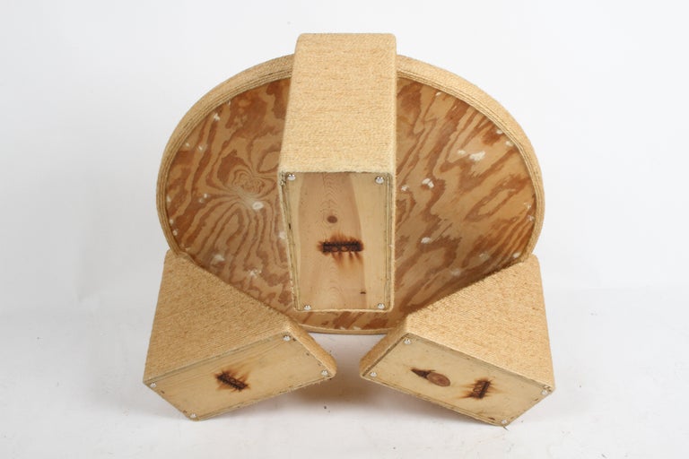 Sculptural 1970s Jute Rope Wrapped Round Coffee Table with Bronze ...